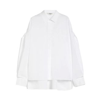 Max Mara Femme, Blouses et Chemises, Blanc, Taille: 36 FR Chemise Asym&eacute;trique en Popeline Blanche