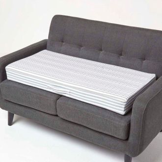 Homescapes Sofa-Auflage 100 x 50 cm f&uuml;r Zweisitzer - orthop&auml;disches Sitzkissen grau gestreift