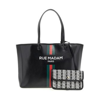Rue Madam Schwarze Monogramm Wendbare Einkaufstasche mit Abnehmbarer Tasche - - Bags - Damen - Schwarzk - ONE SIZE