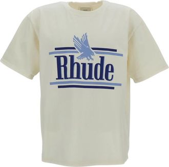 Rhude Homme, Tops, Blanc, Taille: L Logo-print T-shirt