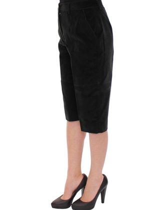 Dolce & Gabbana Womens Dark Green Cotton Shorts Pants Black Elastane