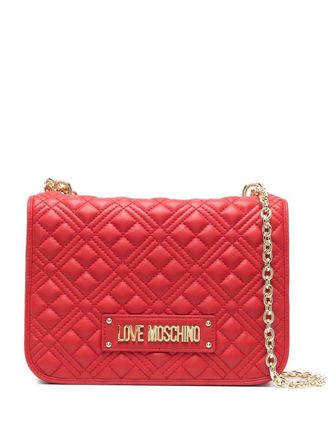 Love Moschino sac port&eacute; &eacute;paule matelass&eacute; &agrave; plaque logo - Rouge
