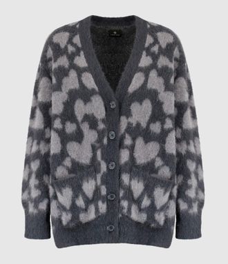 Anine Bing Cardigan Banks Grey And Black Heart