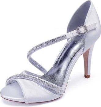 Generic Femmes Mode Bout Ouvert Chaussures De Mariée Sandales Stylet Eté Talon Mariage Soirée Chaussures Femmes 10.5Cm,Blanc,39 EU