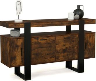 IDMarket Idmarket - Buffet 140 cm phoenix 4 portes bois effet vieilli et noir