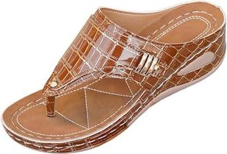 Generic Pantoufles compens&eacute;es d&eacute;contract&eacute;es pour femme - Sandales orthop&eacute;diques &agrave; bout ouvert - &Eacute;l&eacute;gantes et confortables - Classiques - L&eacute;g&egrave;res - &Agrave; enfiler -