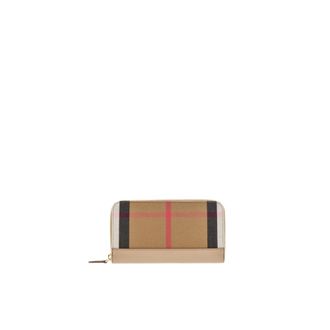 Burberry Karierte beige Ledergeldb&ouml;rse mit Rei&szlig;verschluss - - Accessories - Damen - Beige - ONE SIZE