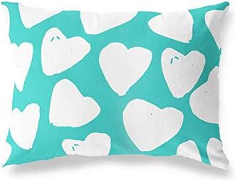 Bonamaison Le Jardin du Lin Kissen Zierkissenbezug Türkisweiß Kissenbezug, Weich Bequem, Für Zuhause Autos Büro Sofa Wohnzimmer Couch Schlafzimmer Dekor, 35x50 C