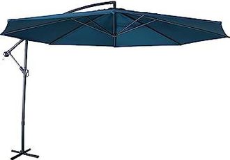 Alice's Garden Parasol d&eacute;port&eacute; &Oslash;350cm - Hardelot - Coloris Bleu canard. structure anthracite. manivelle anti-retour