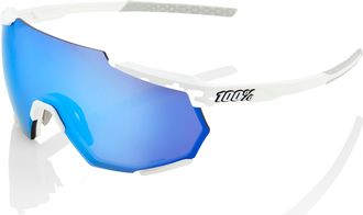 100% 100 Percent RACETRAP-Matte White-Hiper Blue Multilayer Mirror Linsen, M&auml;nner, Wei&szlig; matt-Glas, Blau, Medium Campo Einheitsgr&ouml;&szlig;e