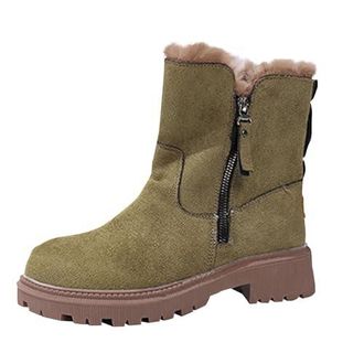 Generic Bottes de neige pour femme - Confortables et d&eacute;contract&eacute;es - Bottes dhiver &agrave; talon bas - Fermeture &eacute;clair lat&eacute;rale - Confortables - Doublure en fausse