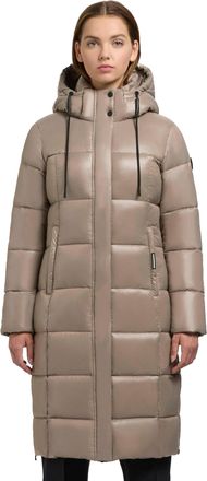 Khujo Damen Steppmantel angesagte Lange Winterjacke aus Shiny glänzendem Material Shane2-YM Champagne Beige Gr. XXL