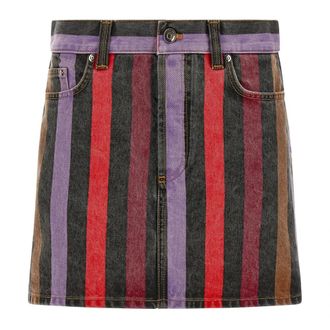 Versace Gewaschener gestreifter Baumwoll-Denim-Minirock - - Skirts - Damen - Mehrfarbig - M