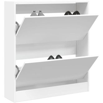 vidaXL Armoire &agrave; chaussures blanc 80x21x87,5 cm bois ding&eacute;nierie
