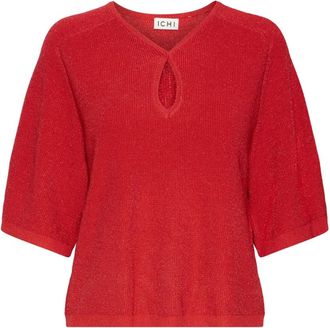 Ichi Ichi, Femme, Pulls, Rouge, Taille: 46 FR V-neck Tricots