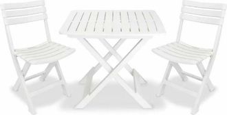 Les Tendances Table rectangulaire et 2 chaises de jardin plastique blanc Camille