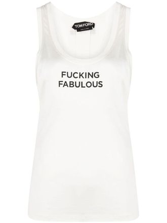 Tom Ford Tanktop mit Slogan-Print - Wei&szlig;