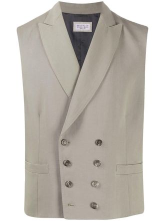 Brunello Cucinelli veston &agrave; boutonni&egrave;re crois&eacute;e - Vert