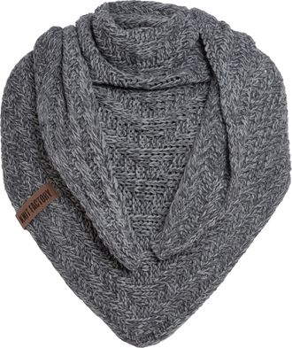 Knit Factory Dreiecksschal Sally - Damen Strickschal mit Wolle - Grob gestrickten Schal - Hochwertige Qualit&auml;t - XXL Schal - 220x85 cm - Anthrazit/Grau