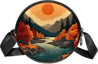 Generic Sac &agrave; bandouli&egrave;re rond pour femme, petit sac &agrave; bandouli&egrave;re avec fermeture &eacute;clair et bretelles r&eacute;glables, style d&eacute;contract&eacute;, pour femmes et filles