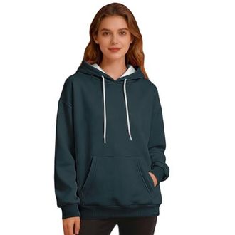 Generic Pull &agrave; capuche tendance d&eacute;grad&eacute; pour femme, coupe ample d&eacute;contract&eacute;e avec poche, manches longues, pull &agrave; capuche surdimensionn&eacute; et confortable pour le
