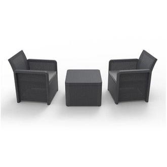 Shaf Jardin/terrasse Ensemble 2 Fauteuils + 1 Table Nassau Tete A Tete, Anthracite