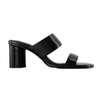 Ami Womens Leather Court Pump Black Calfskin