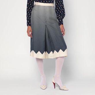Valentino Blue/ivory silk skirt