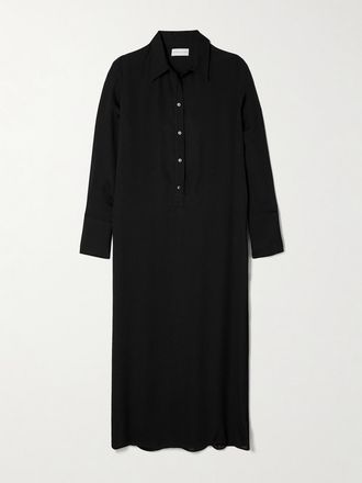 Veronica de Piante Marta Midi-hemdblusenkleid Aus Seiden-georgette - Schwarz