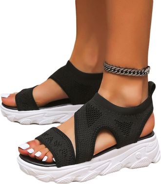 Onsoyours Sommer waschbare Slingback Orthop&auml;dische Slide Sport Sandalen Orthop&auml;dische Super Bequeme Sport Strick Sandalen Mesh Weiche Sohle Casual Damenschuhe B
