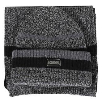 Barbour Boston Beanie und Schal Geschenkset - - Accessories - Herren - Grau - ONE SIZE