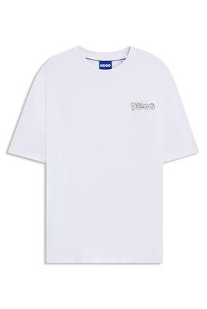 HUGO BOSS Hommes Nyrotee T-Shirt Unisexe en Jersey de Coton &agrave; Logos imprim&eacute;s