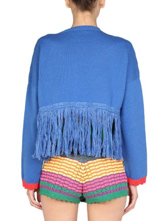 Gallo Logo-Embroidered Cotton-Acrylic Blend Sweater - Blue