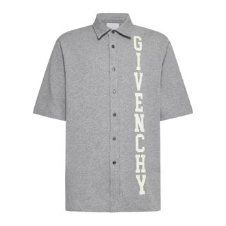 Givenchy Hellgraues Melange Baumwolljersey Kurzarmhemd - - Shirts - Herren - Grau - XL