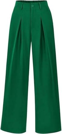 Generic Pantalon de travail taille haute pour femme, tenue d&eacute;contract&eacute;e 2025, pantalon habill&eacute; &agrave; jambes larges, taille &eacute;lastique, ample et pliss&eacute;, palazzo, Ve