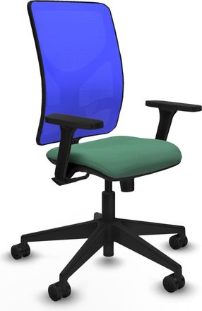 Piqueras y Crespo Verstellbarer Stuhl mit Rollen, 3D-Armlehnen, h&ouml;henverstellbare Lendenwirbelst&uuml;tze, ausgestattet mit 3 Positionen und Schneideschaum, Blau/Smaragdgr&uuml;n