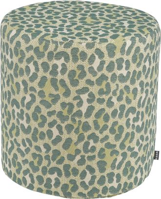 H.O.C.K. Alia Pouf Hocker - Rund, Ø45x45 cm, Leo-Muster (grün)