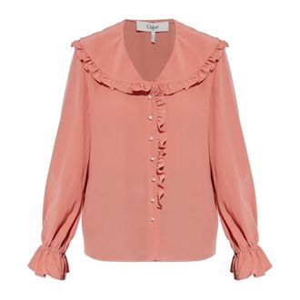 Chlo&eacute; Seidenhemd mit R&uuml;schen - - Blouses & Shirts - Damen - Rosa - XS