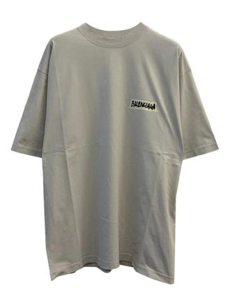 Balenciaga t-shirt &agrave; d&eacute;tail de logo - Gris