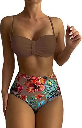 Generic Bikini pour femme - Sexy et &eacute;l&eacute;gant - Deux pi&egrave;ces - Triangle - Col en V - Push Up - Maillot de bain incurv&eacute; - Haut de bikini avec rembourrage - Sans a