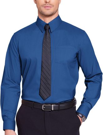 Coofandy Hemden Herren Langarm Business Hemd Herrenhemd Anzughemd Oberhemden Freizeithemd Hochzeithemd Regular Fit Hemd Businesshemd Dunkelblau M