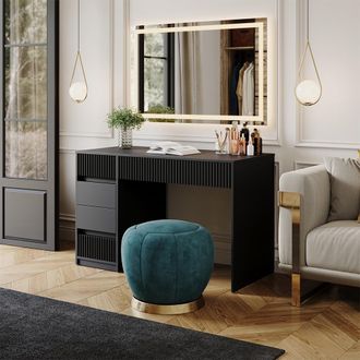 Vicco Schminktisch Schwarz Omira 120x76x55 cm - Kosmetiktisch, Make-up, Tools & Schmuck sauber getrennt und sofort griffbereit