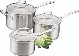 Scanpan Impact 71060000 - 1,8 l, 2,5 l, 3,5 l, Edelstahl, Set mit 3 T&ouml;pfen mit Deckel