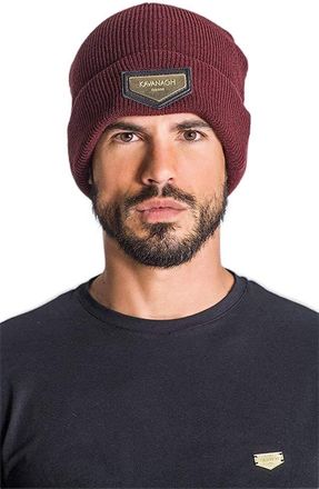 Gianni Kavanagh Burgundy Beanie with Gold GK Plakette für kalte Klimazonen, Bordeaux, EIN für Herren
