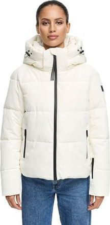 Navahoo Veste dhiver pour femme (XS-XXL) - Matelass&eacute;e, capuche amovible, 5 poches - N067, blanc cass&eacute;, S