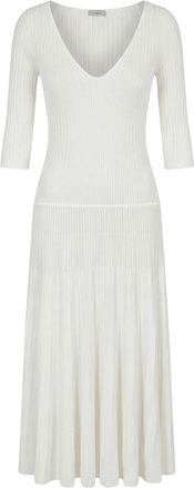 Malo Robe midi en maille c&ocirc;tel&eacute;e - Femme - Robes - Blanc - Taille: 36 FR