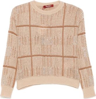 Max Mara Sequin-embellished Checked Sweater