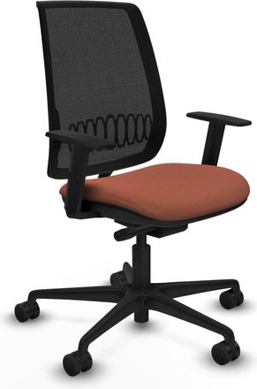 Piqueras y Crespo Alares Telearbeitsstuhl mit 1D-Armen, h&ouml;henverstellbare Lendenwirbelst&uuml;tze, ausgestattet mit Syncro/Traslack und injiziertem Schaumstoff, Schwarz/Brau