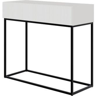 Selsey Veldio - Konsolentisch mit Schublade, wei&szlig; mit schwarzem Metallgestell, 90 cm - Selsey