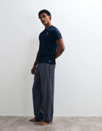 Polo Ralph Lauren ensemble de nuit &agrave; manches courtes bleu marine et marron